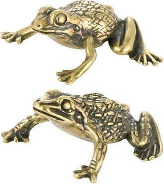 Amosfun Figurine Grenouille en Laiton Dor&eacute; Ensemble De D&eacute;coration Feng Shui pour Bureau Et Maison Petite Statue De Chinois R&eacute;tro 1.2 Pouces