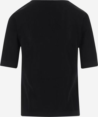 Balmain Viscose with Lace V-Neck Blouse - Black