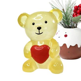 Generico B&auml;renfigur, Tierskulptur aus Harz mit Herz, Dekoration f&uuml;r den Schreibtisch, niedlicher B&auml;r, f&uuml;r Zuhause, Schreibtisch, Schlafzimmer, Arbeitszimmer, I