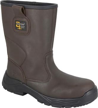 Grafters Bottes de sécurité industrielles étanches pour homme - marron - Brown Waxy Crazy Horse Leather, 44