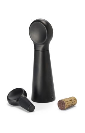Philippi VINO Weinset, Korkenzieher und Stopper, Ergonomisches Design, Manganstahl-Spindel, Mattschwarz