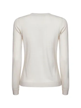 Blanca Vita Womens Crewneck Sweater Virgin Wool Beige