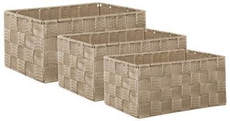 Brandsseller Lot de 3 Boîtes de Rangement - 22 x 15 x 11 cm, 21 x 13 x 9,5 cm, 19 x 11 x 8,5 cm - Paniers détagère carrés sans couvercle - aspect rotin tressé avec