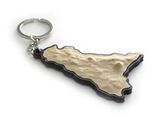 Generico Porte-cl&eacute;s avec orographie en 3D de la Sicile, Marron-noir L, Taille Unique
