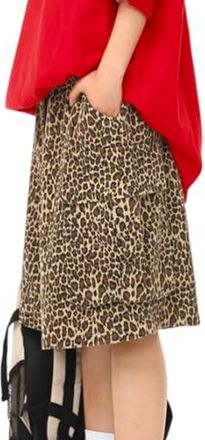 ORANDESIGNE Shorts en Denim Femme Taille Haute &Eacute;t&eacute; Harajuku Jean Bermuda Y2k Baggy Biker Shorts Style Cor&eacute;en Filles Preppy Streetwear I Leopard S