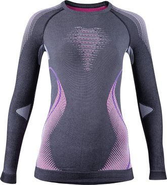UYN Damen Shirt Evolutyon UW LG_SL.Melange Shirt, Anthracite Melange/Raspberry/Purple, XS, U100019