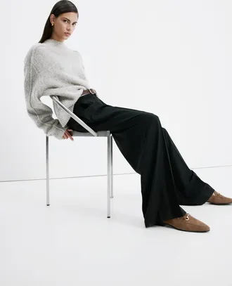 Mango Mocassins cuir boucle sable - Femme - 35 - MANGO