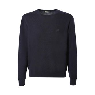 Etro Wollpullover mit gesticktem Logo - - Knitwear - Herren - Blau - 2XL