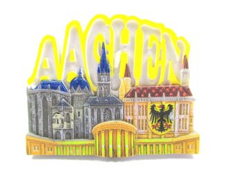 Generic Aachen Magnet Dom Rathaus Elisenbrunnen Poly Souvenir Germany Neu