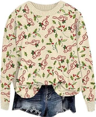 Generic Pull de No&euml;l 2025 pour femme - Grande taille - Haut &agrave; manches longues - Coupe ample - Doux et confortable - Col rond - Pour f&ecirc;te de No&euml;l - &Agrave; porter au