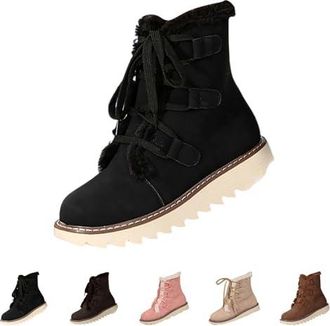 Generic Bottes de neige mi-mollet en daim pour femme - Doublure en fourrure &eacute;paisse - Chaudes - En coton - Chaussures de course confortables - L&eacute;g&egrave;res - D&eacute;con