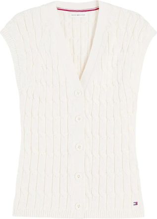 Tommy Hilfiger Femme, Vestes, Blanc, Taille: 38 FR MID GG Cable Vest Cardi