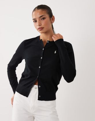 Polo Ralph Lauren Feinstrickjacke in Schwarz mit Markenlogo
