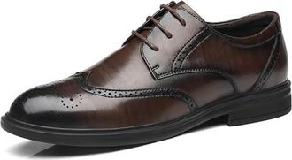 Generic Chaussures habillées for Hommes, à Lacets, Bout Rond Bruni, Richelieu, Bout daile en Relief, Basses, antidérapantes, for Bal de Promo(Marron,40 EU)