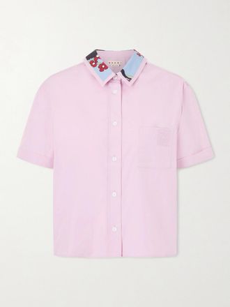 Marni Chemise En Popeline De Coton &Agrave; Imprim&eacute; Fleuri Et &Agrave; Broderie - Rose