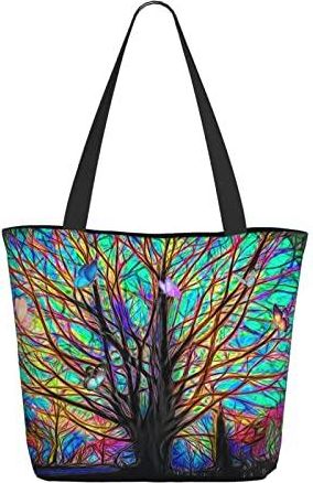 AOOEDM Sac &agrave; provisions pour femme avec arbre aux couleurs color&eacute;es 13 x 11 x 7 pouces. Le cadeau parfait pour la Saint-Valentin. Cest de la Saint-Valentin p