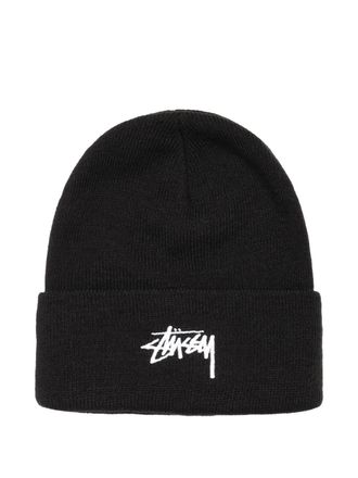 St&uuml;ssy bonnet Stock &agrave; logo brod&eacute; - Noir