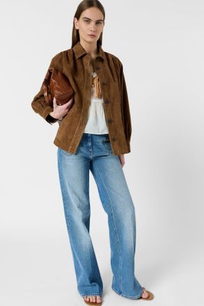 Gerard Darel Surchemise en cuir velours - NOMELIE - Paille