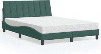 vidaXL Vidaxl - Lit avec matelas vert foncé 140x190 cm velours