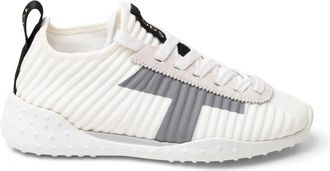 Tod's Femme, Chaussures, Blanc, Taille: 34 EU Baskets à lacets côtelées