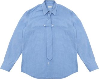 Dries Van Noten Cilian Klassisches Baumwollhemd mit Krawatte - - Shirts - Herren - Blau - S