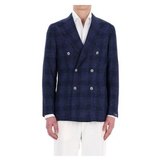 Barba Blaue doppelreihige ma&szlig;geschneiderte Jacke - - Jackets - Herren - Blau - XL
