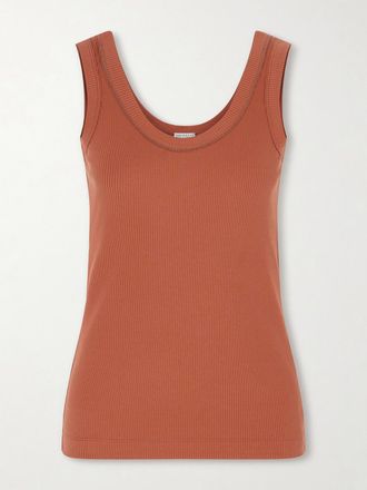 Brunello Cucinelli Tanktop Aus Einer Gerippten Baumwollmischung - Orange