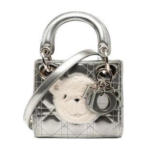 Dior Pre-owned Cannage Lackleder Pelz 2way Bag - - Pre-owned - Damen - Grau - ONE SIZE