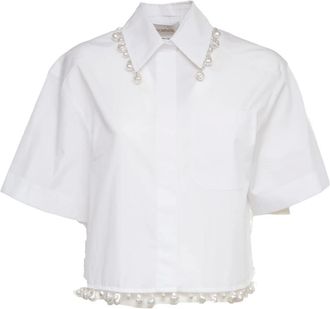 Sportmax Femme, Blouses et Chemises, Blanc, Taille: 42 FR Camicia in popeline di cotone