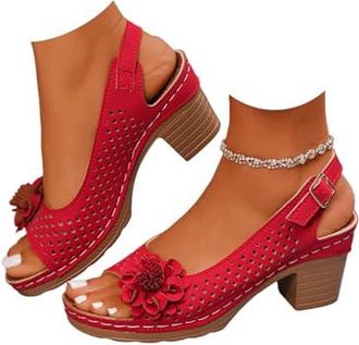 Generic Sandales &agrave; talons bas larges, chaussures d&eacute;t&eacute; pour femme, sandales orthop&eacute;diques &agrave; talon bas pour femme, sandales orthop&eacute;diques pour femme, sandales &agrave;
