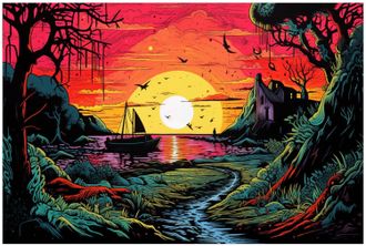 Wallario K&uuml;chenr&uuml;ckwand aus Glas 90 x 60 cm, Motiv: Verwunschenes Flussdelta | Spritzschutz abwischbar & pflegeleicht