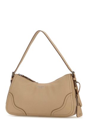 Prada Womens Beige Leather Shoulder Bag Sabbia Borse A Mano