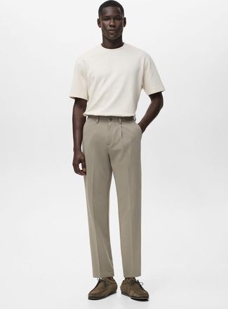 Mango Fließende gerade Hose mit Abnähern nerzgrau - Herren - 38 - MANGO MAN