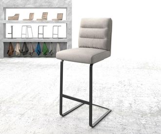 DELIFE Barstuhl Pela-Flex Stripes Hellgrau Freischwinger flach Metall, Barst&uuml;hle