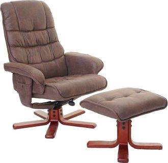 Hhg Relaxsessel HHG 320, Fernsehsessel Liegesessel TV-Sessel mit Hocker Wildlederimitat braun