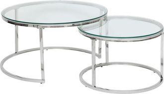 Atmosphera Atmosphera - Ensemble de 2 tables basses gigognes en verre et inox kneo