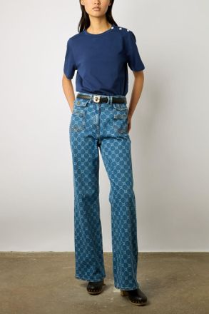 Gerard Darel T-shirt &agrave; boutons strass - MYRTHA - Marine