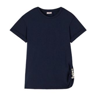Oltre T-Shirt mit Schmuckdetail - - Tops - Damen - Blau - XS