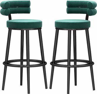 Generic Barhocker, Samt-Tresenhocker, Esszimmerst&uuml;hle mit weicher R&uuml;ckenlehne und Metallbeinen, einfach zu montieren, St&uuml;hle f&uuml;r K&uuml;chentheke/Esszimmer/Hausbar