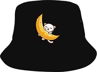 Generic Mode Chapeau Bob Chat Mignon avec la Lune Chapeaux de Soleil de Plage Funky Bobs Homme pour Filles Été Camping