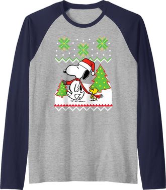 Peanuts Santa Snow Snoopy und Woodstock Raglan
