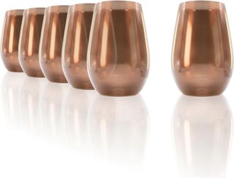 Stölzle Longdrinkgläser Mirror Braun 6er-Set 465 ml - Allroundbecher für Wasser, Saft & Cocktails - Hochwertige Trinkgläser bleifrei in verspiegelter Optik - 