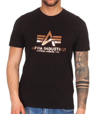 Alpha Industries Alpha Industries Basic T-Shirt Foil Print T-Shirt für Herren Black/Gold