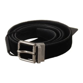 Dolce & Gabbana Homme, Accessoires, Noir, Taille: 85 CM Élégante ceinture noire en coton et cuir