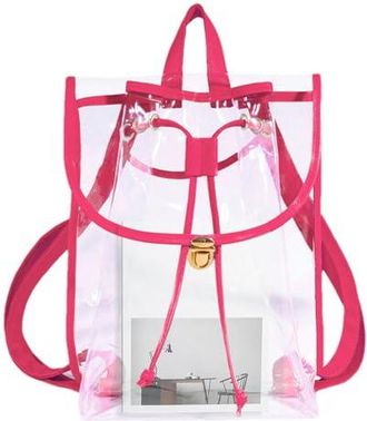 Generico Sac &agrave; dos d&eacute;cole transparent, sac &agrave; dos transparent pour &eacute;cole | Sac &agrave; dos avec cordon de serrage pour &eacute;v&eacute;nements de stade avec bretelles renforc&eacute;es e