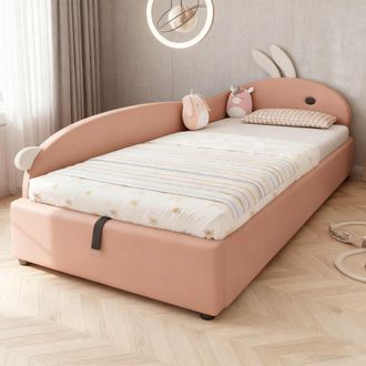 Generic Niedliches und praktisches Kaninchenbett - Integrierte Aufbewahrung mit erh&ouml;htem Sicherheitszaun und weichem (Pink /, 90x200)