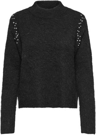 Only Damen Onlrina Life Ls Rhinestone Highneck KNT, Black, XS