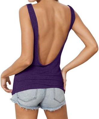 Generic T-Shirt &agrave; Manches Courtes Gilet Dos Nu Sexy et &eacute;lastique pour Femme avec d&eacute;collet&eacute; en V Profond