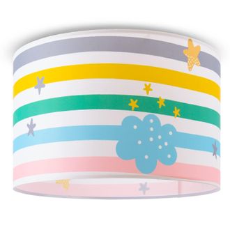 Paco Home Kinder Deckenlampe Kinderzimmer Stoffschirm Rund Bunt Baby E27 H&auml;ngelampe Regenbogen
