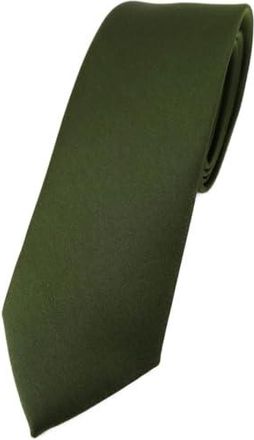 TigerTie Cravate fine unie - Largeur de la cravate : 5,5 cm, Vert olive., Taille Unique